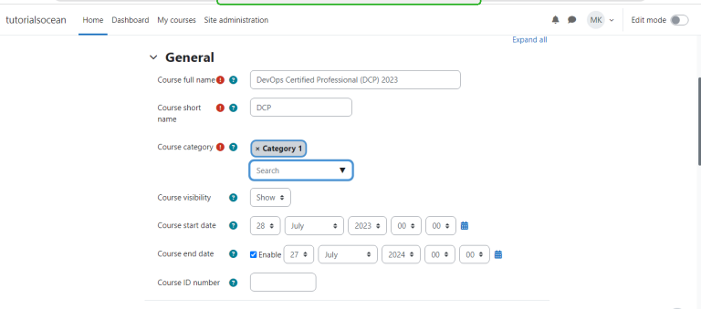 How to create a new course in Moodle? - cmsGalaxy