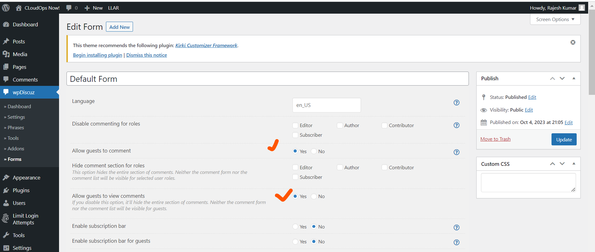 Wordpress: wpdiscuz comments is not showing in wordpress - cmsGalaxy